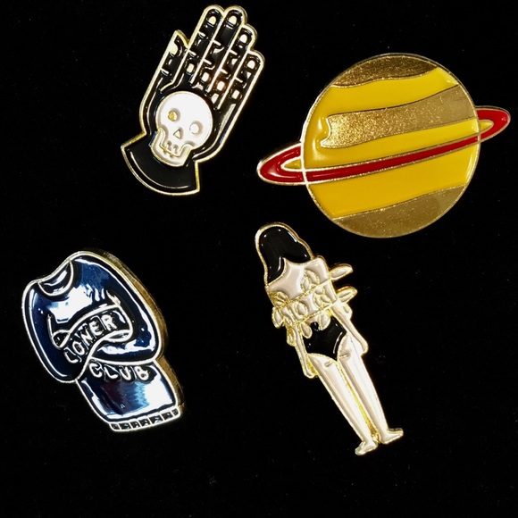 the rabbit cellar | Jewelry | New Brass Enamel Goth Pins | Poshmark